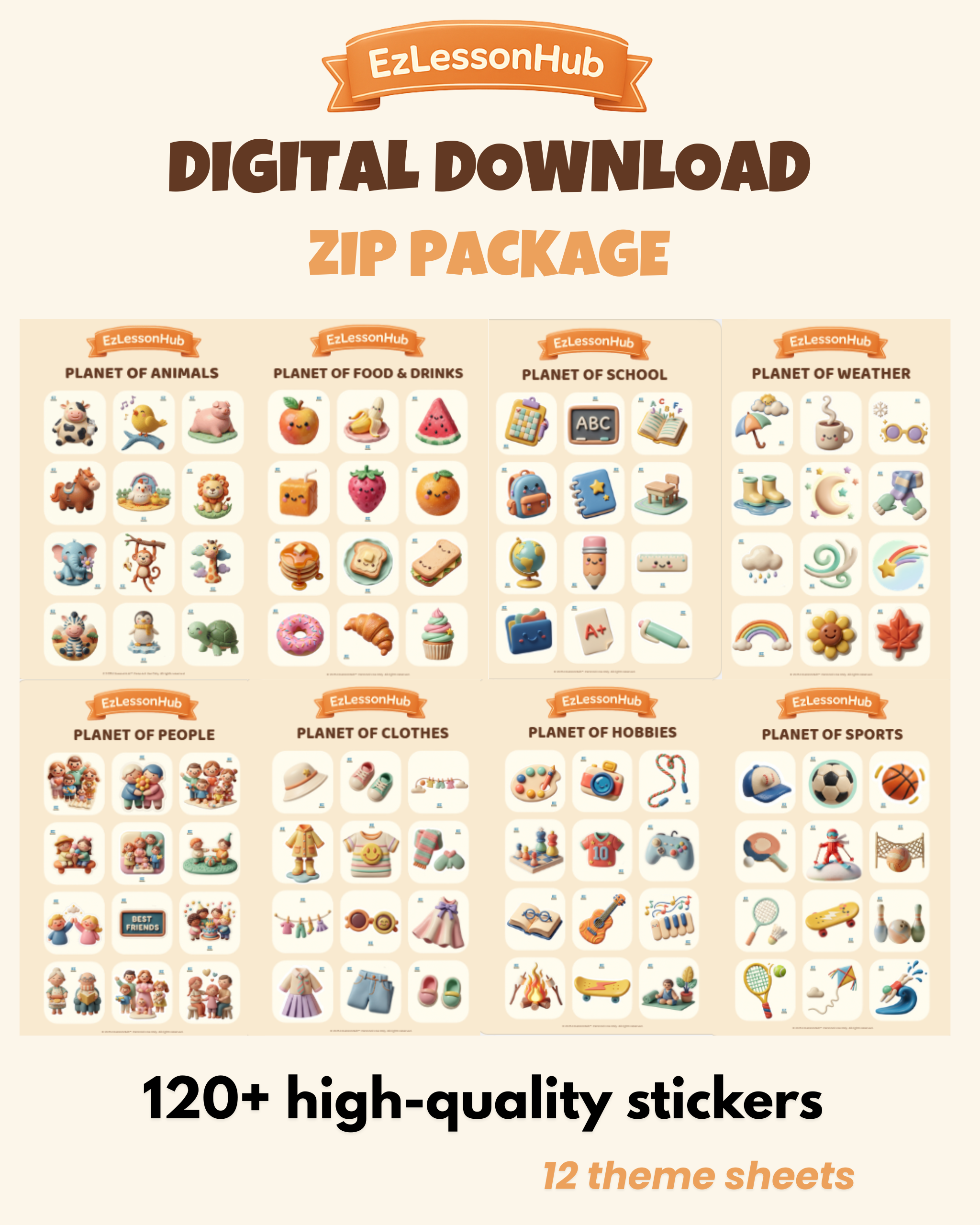 ESL Digital Stickers Pack | EzLessonHub 2025